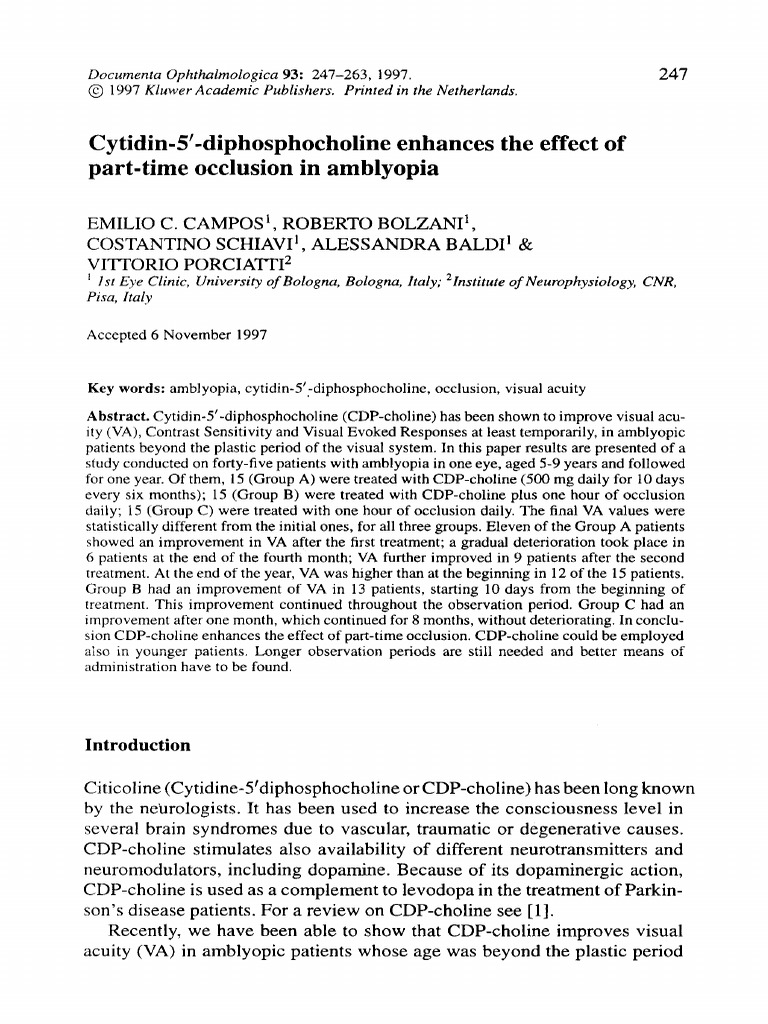 Emilio C. 1997. Cytidin-5t-Diphosphocholine Enhances The Effect of Part ...