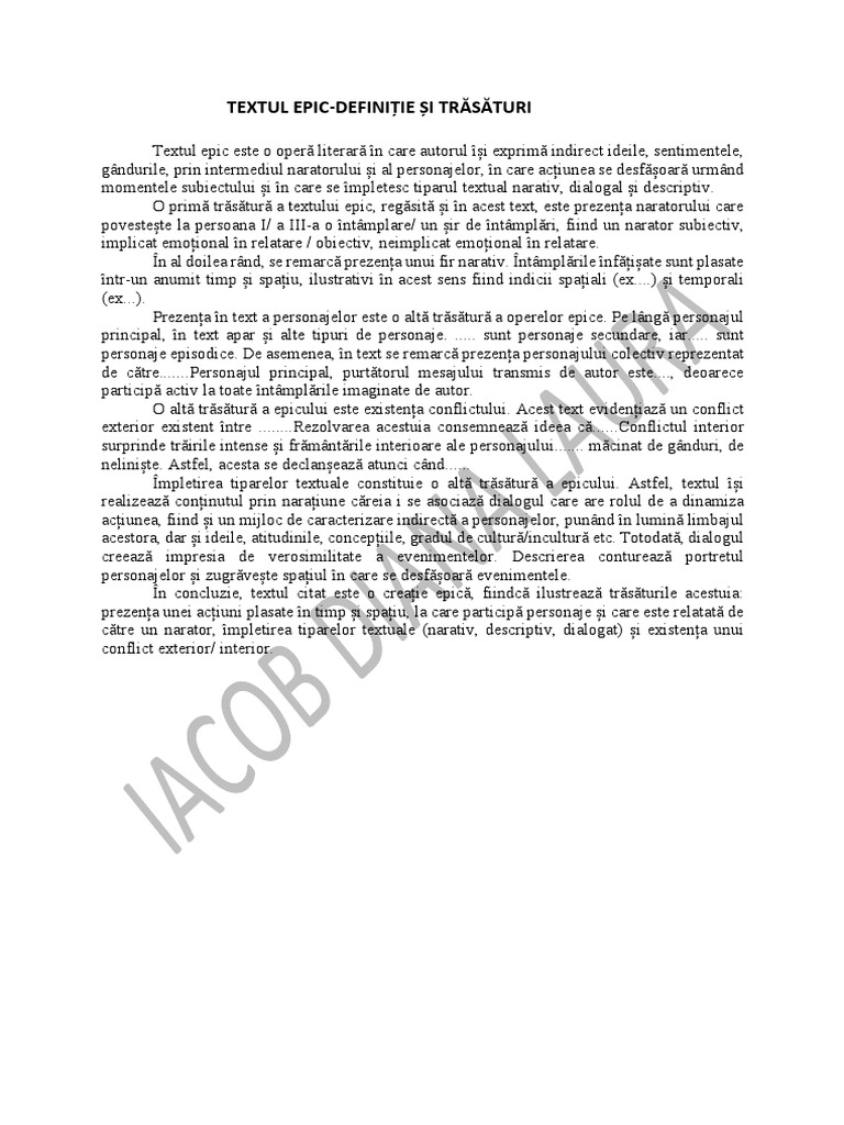 Textul Epic | PDF