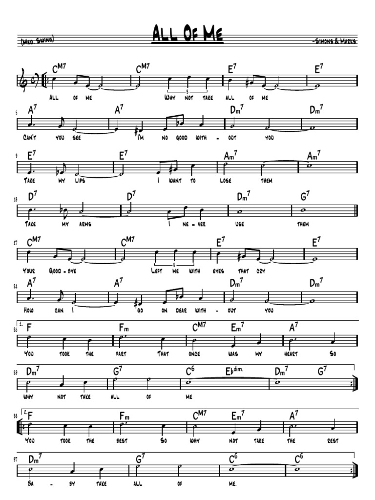 All Of Me Sheet Music and Chords | PDF