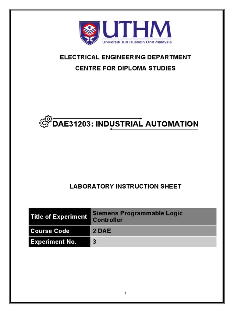 Dae31203 Lab3 Sem2sesi22-23 | PDF | Programmable Logic Controller ... Dae31203 Lab3 Sem2sesi22-23 | PDF | Programmable Logic Controller ...
