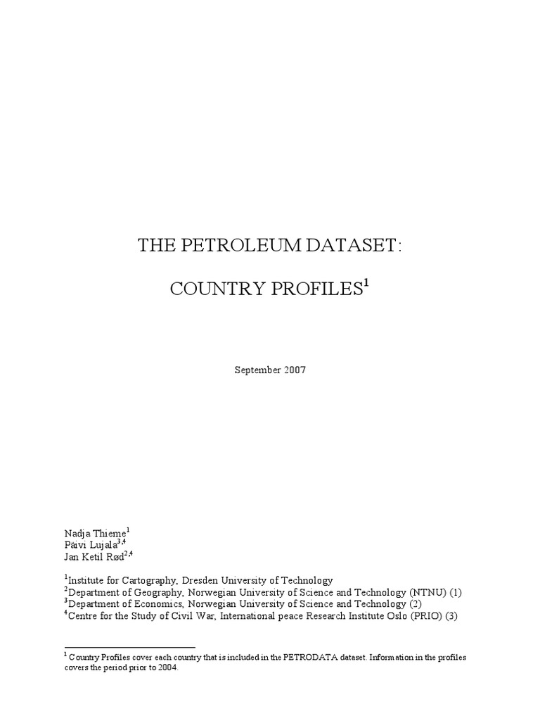 PETRODATA v1.2 Country Profiles | PDF | Petroleum | Natural Gas