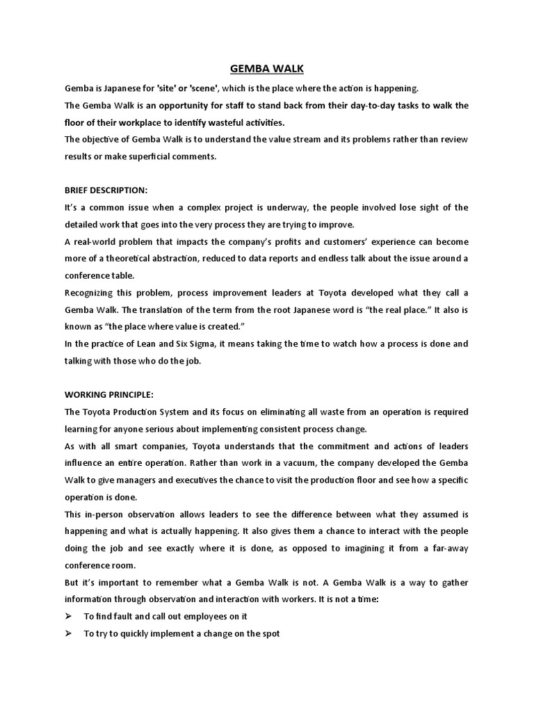 Gemba Walk | PDF | Business | Cognitive Science