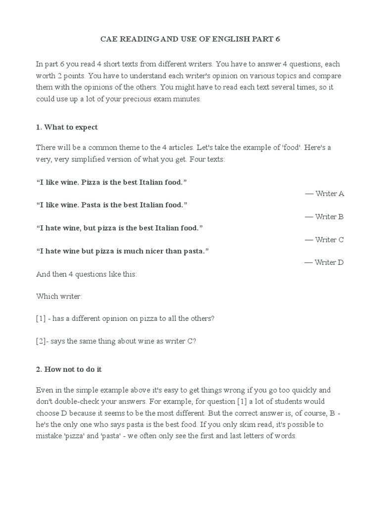 Tips CAE Paper 1 Part 6 | PDF | Pizza