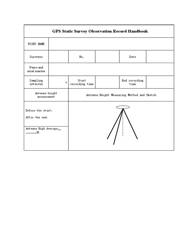 GPS Static Survey Observation Record Handbook | PDF