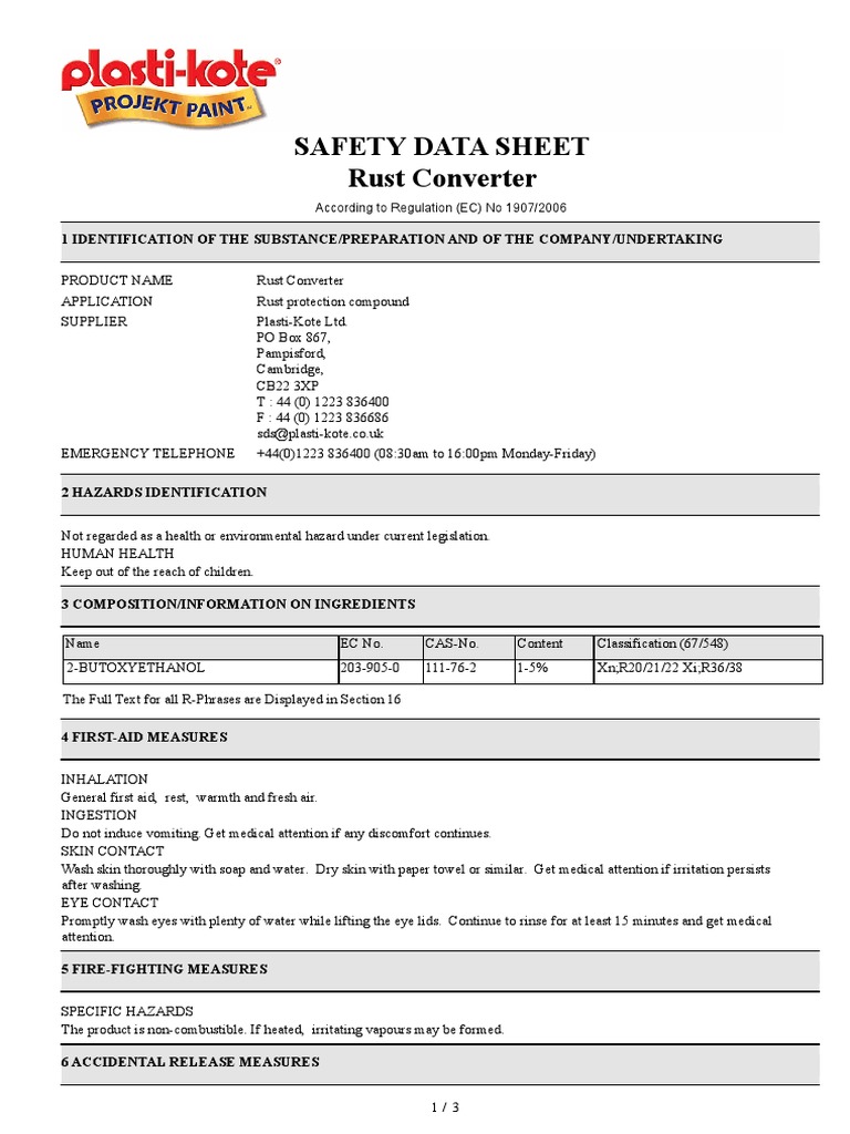 Rust Converter Sds | PDF | Toxicity | Carbon Dioxide