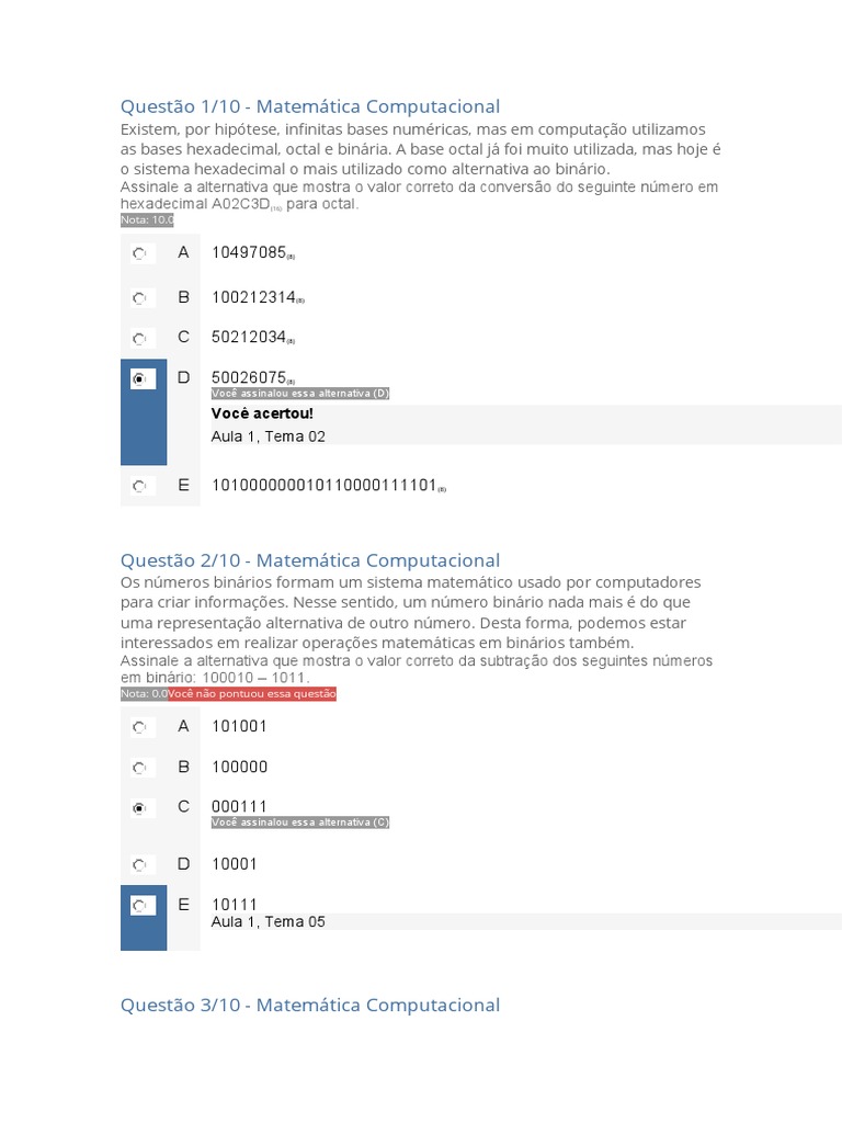 Apol 1 Matematica Computacional Gabarito | PDF | Teoria dos Gráficos | Lógica matemática