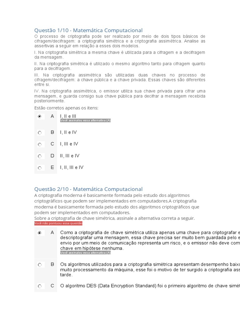 Apol 2 Matematica Computacional Gabarito | PDF