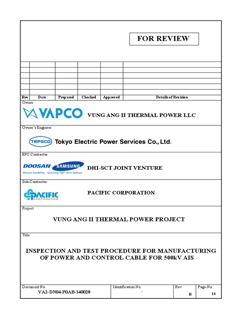 Va2-Dn04-p0ab-140028 - Inspection and Test Procedure For Manufacturing ...