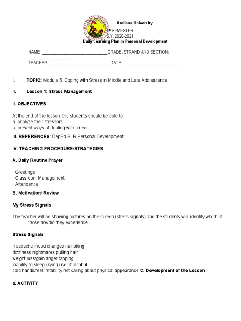 DLP L01 - Stress Management | PDF