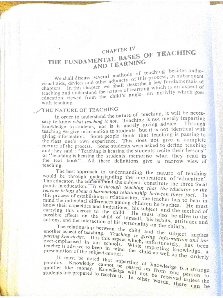 Fundamental Bases of Teaching and Learning | PDF