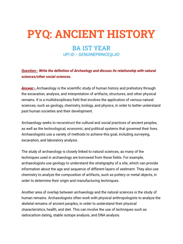 PYQ Ancient History | PDF | Archaeology | Paleolithic