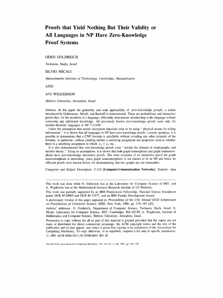 Zero Knowledge Proofs Pdf Computational Complexity Theory Computer Science