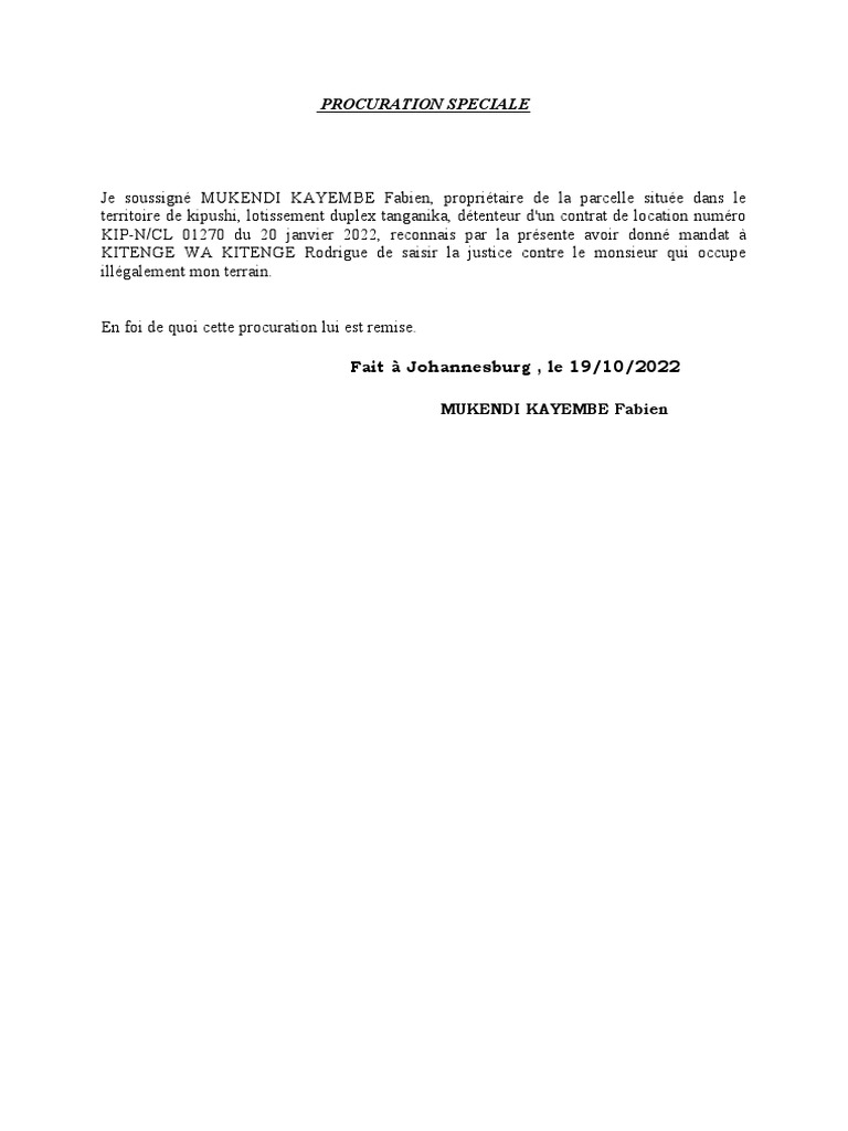 Procuration Speciale | PDF