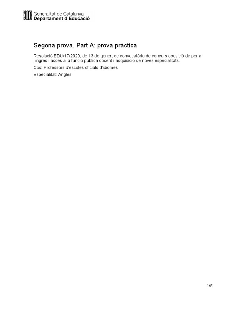 Supòsit Pràctic EOI Angles | PDF | Learning | Teachers