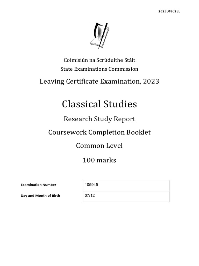 Classical Studies - 2023 Coursework Completion Booklet | PDF | Stoicism ...