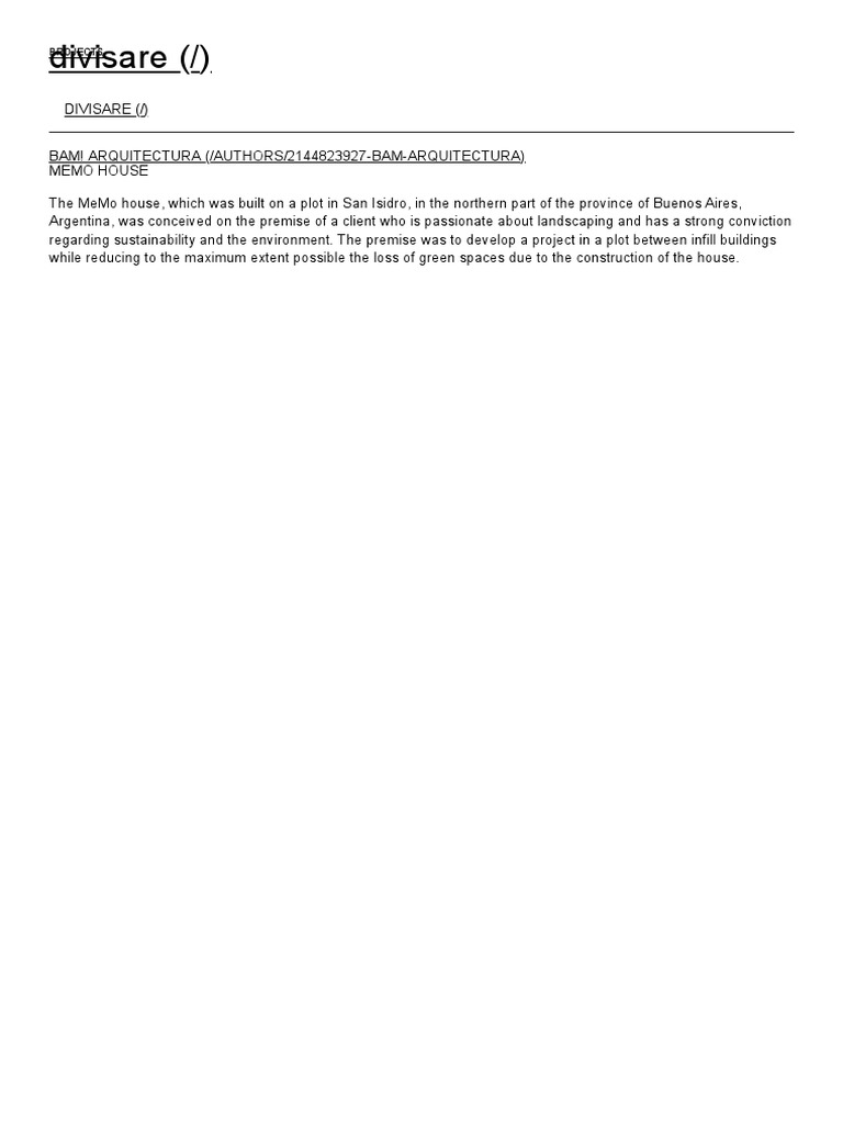 BAM! Arquitectura MeMo House Divisare | PDF