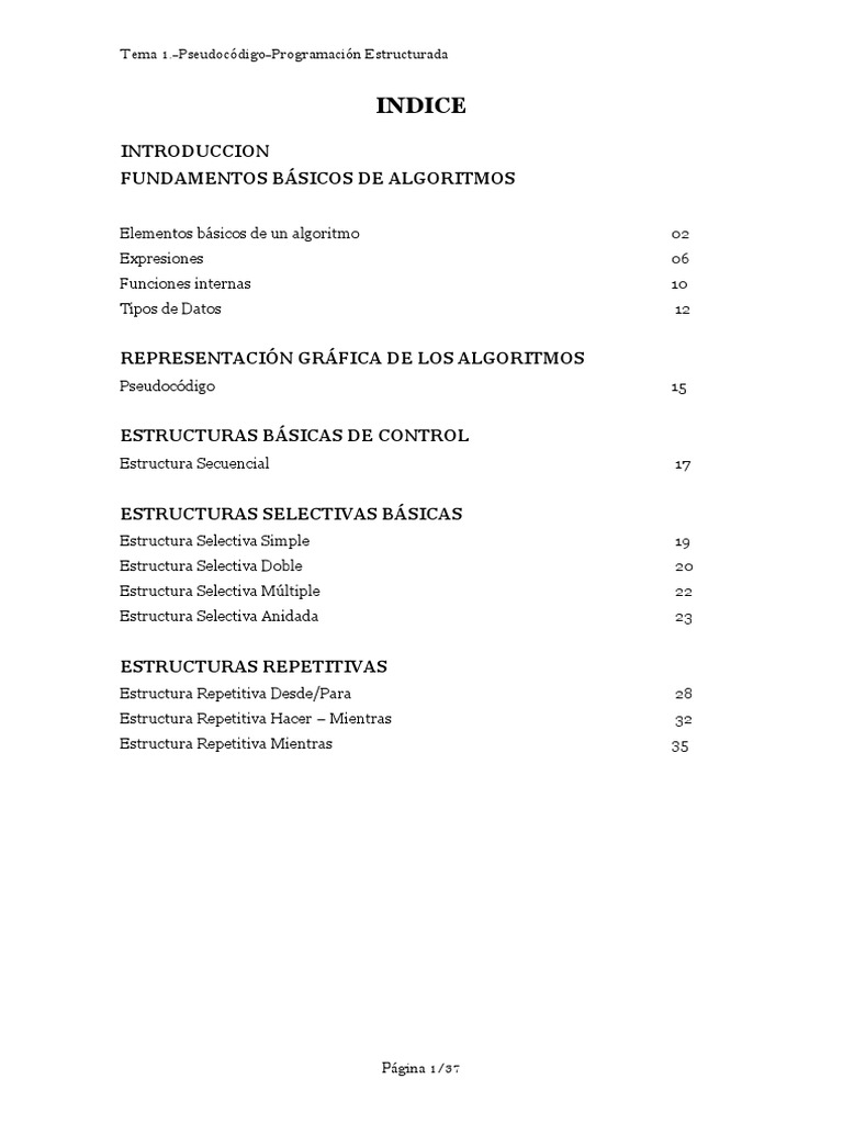 Tema 1.-Pseudocodigo-Programacion Estructurada | PDF | Algoritmos | Lenguaje de programación