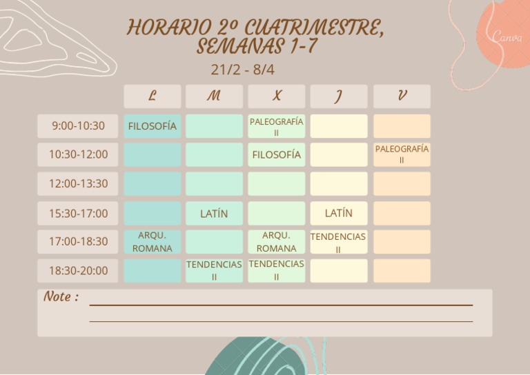 Beige Rustic Class Schedule | PDF