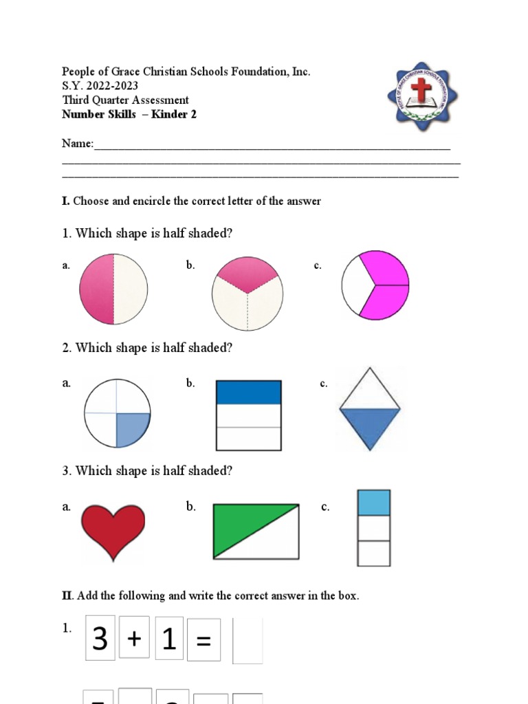 Kinder 2 Number Skills 3rd Quarter Assessment | PDF