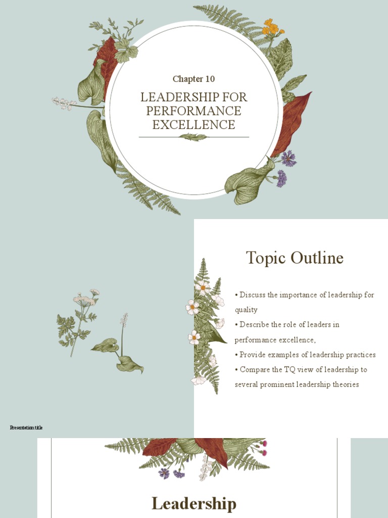 Chapter 10 Leadership For Performance Excellence | PDF | Leadership ...
