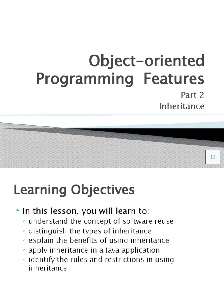 Oop Concepts Part 2 Inheritance Pdf Inheritance Object Oriented