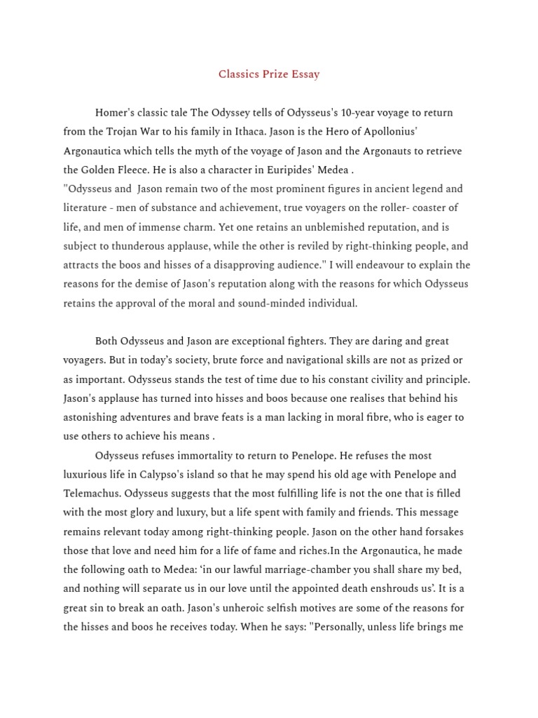 Odysseus vs. Jason: Heroes Reexamined | PDF | Jason | Greek Mythology