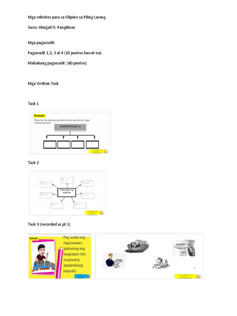 Rquirements Sa Piling Larang - Kabuuang Aktibiti PT at Pangkatan | PDF