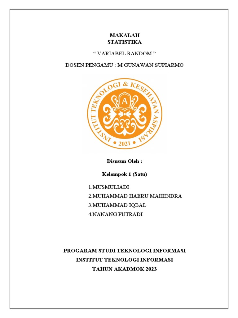 Memahami Variabel Random dalam Statistika | PDF | Metode & Bahan Ajar