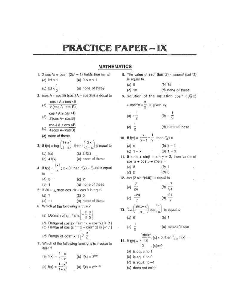 BITSAT Sample Paper 9 | PDF