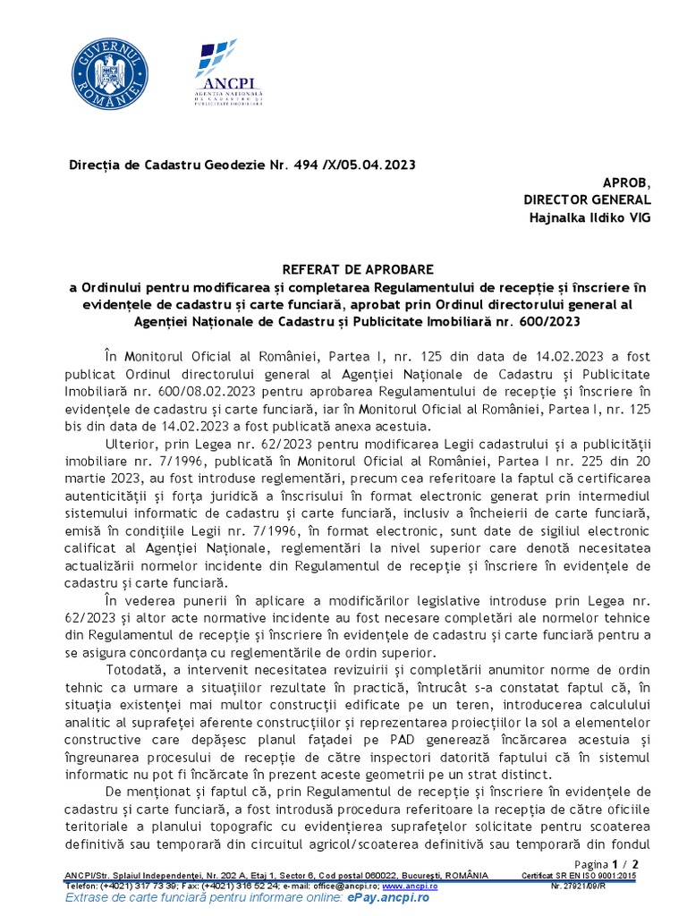 2.referat Proiect de Modificare Ordin 600 2023 | PDF 2.referat Proiect de Modificare Ordin 600 2023 | PDF