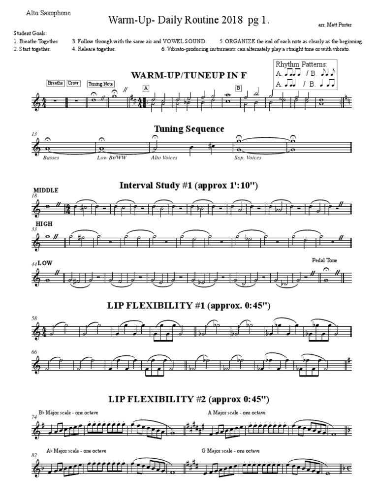 Warm-Up - Daily Routine 2018 - 04a. Alto Saxophone in Eb | PDF | Scale ...