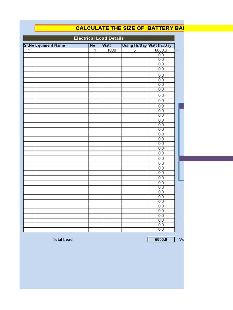 Battery Sizing Calculator | PDF | Power Inverter | Voltage