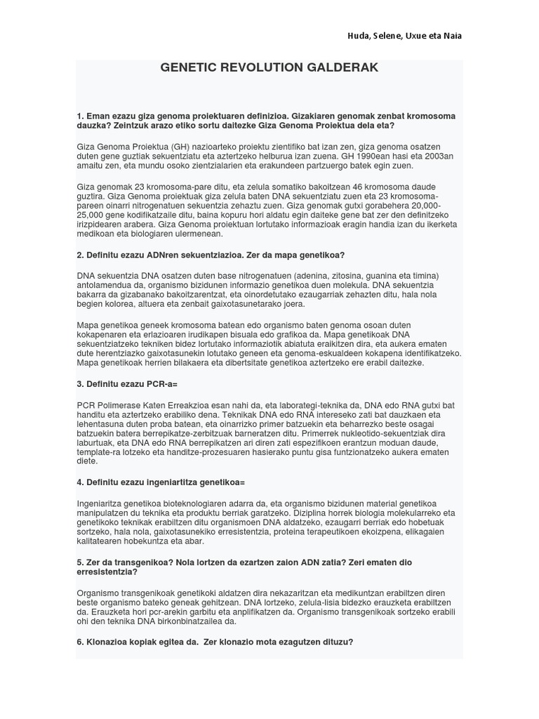 Genetic revolution galderak | PDF