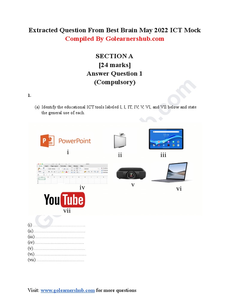 Best Brain May 2022 Ict Mock Questions Pdf Pdf Spreadsheet Worksheet