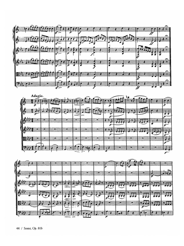 Sextet For 2 Horns and String Quartet (Complete Score) | PDF