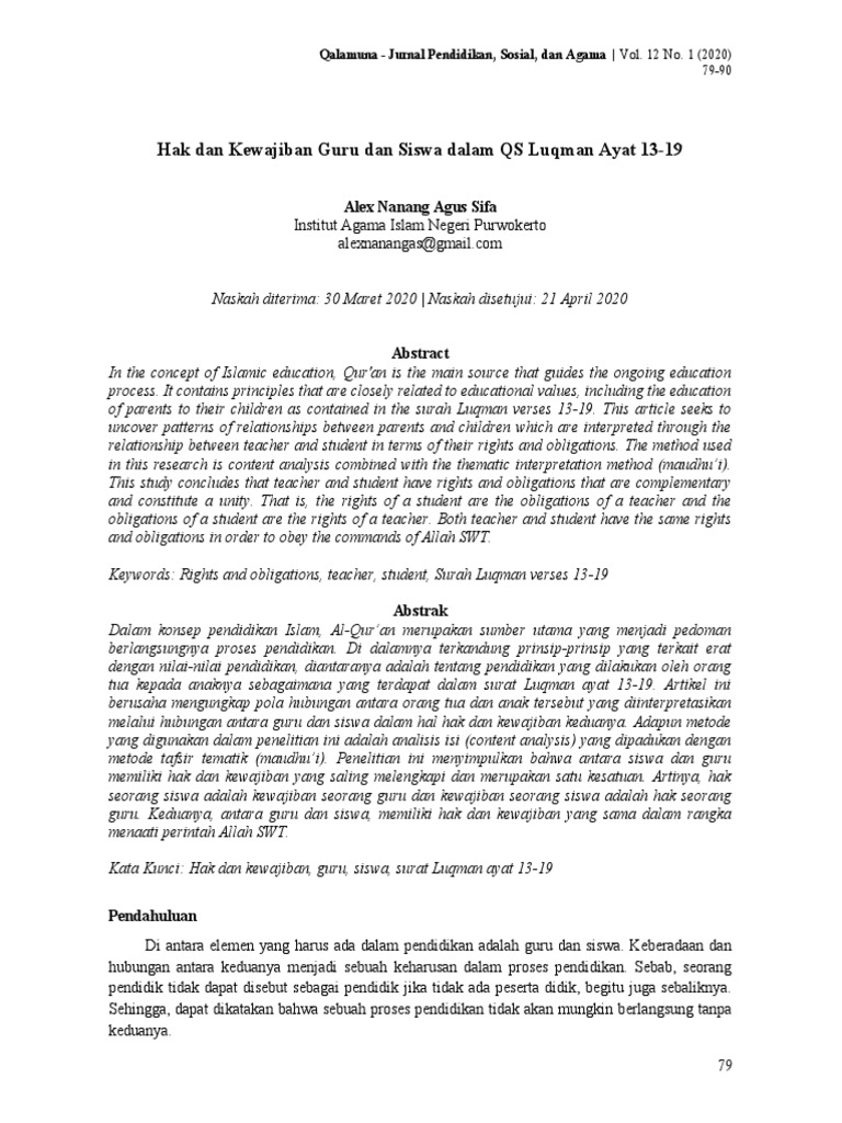 Hak dan Kewajiban Guru-Siswa dalam QS Luqman | PDF