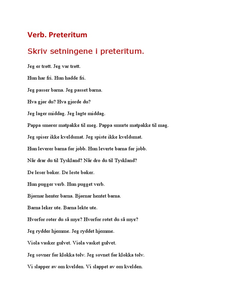 Verb Preteritum | PDF
