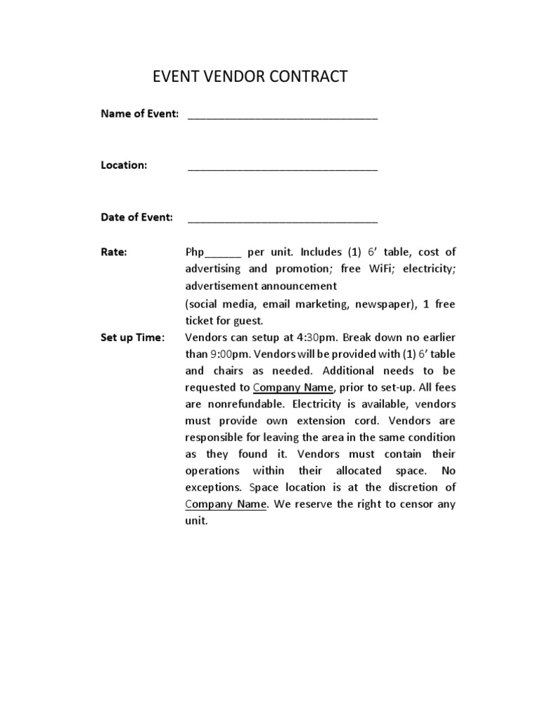 Event Vendor Contract | PDF | Legal Liability | Indemnity