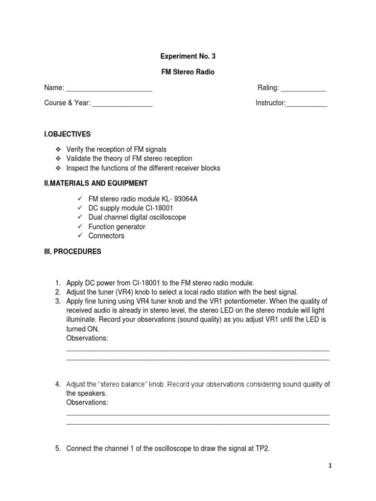 FM Experiment | PDF | Frequency Modulation | Radio