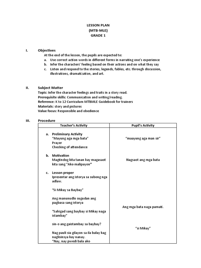 Lesson Plan MTB | PDF