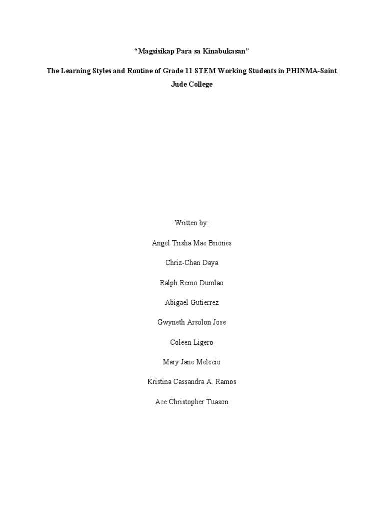 The Learning Styles and Routines of Seniorhigh Students | PDF | Learning Styles | Methodology