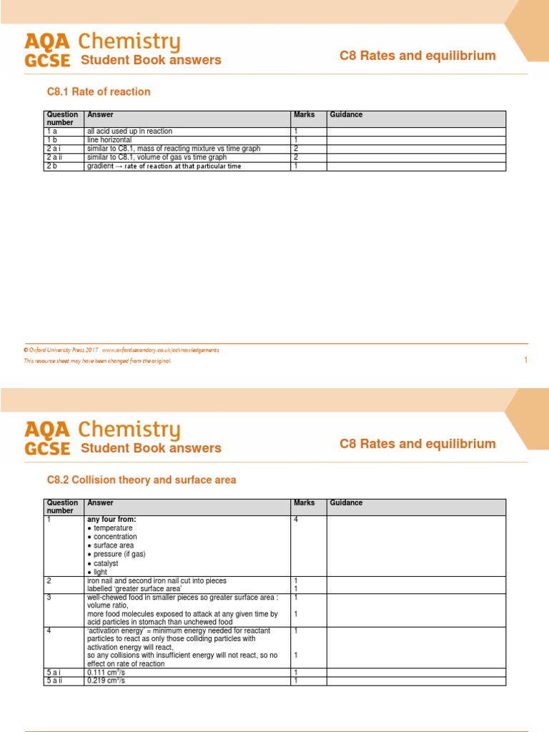 C8 Book Answers | PDF | Catalysis | Chemical Equilibrium