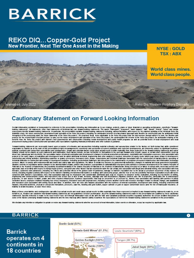 Reko Diq Copper Gold Project | PDF
