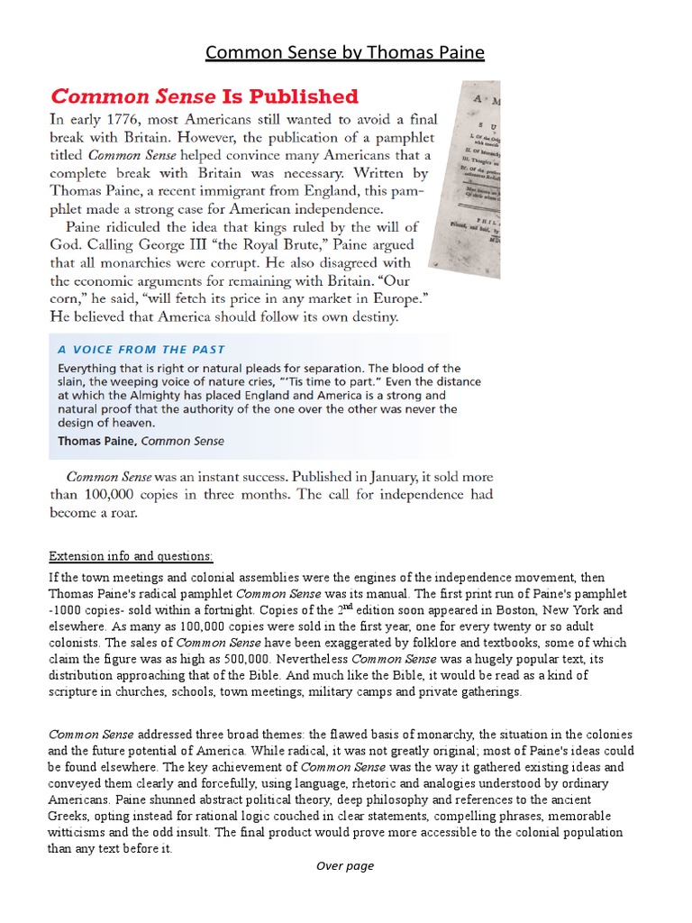 Common Sense by Thomas Paine | PDF