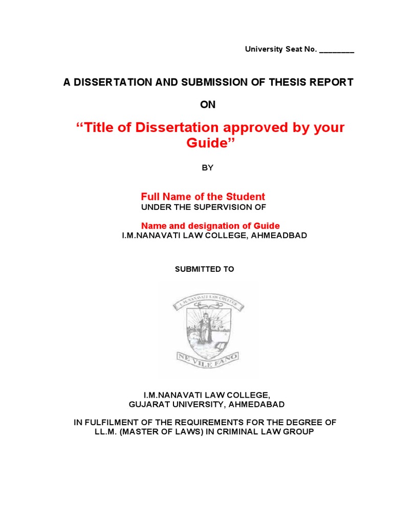 Dissertation Title Specimen I.M.Nanavati Law College | PDF | Thesis ...