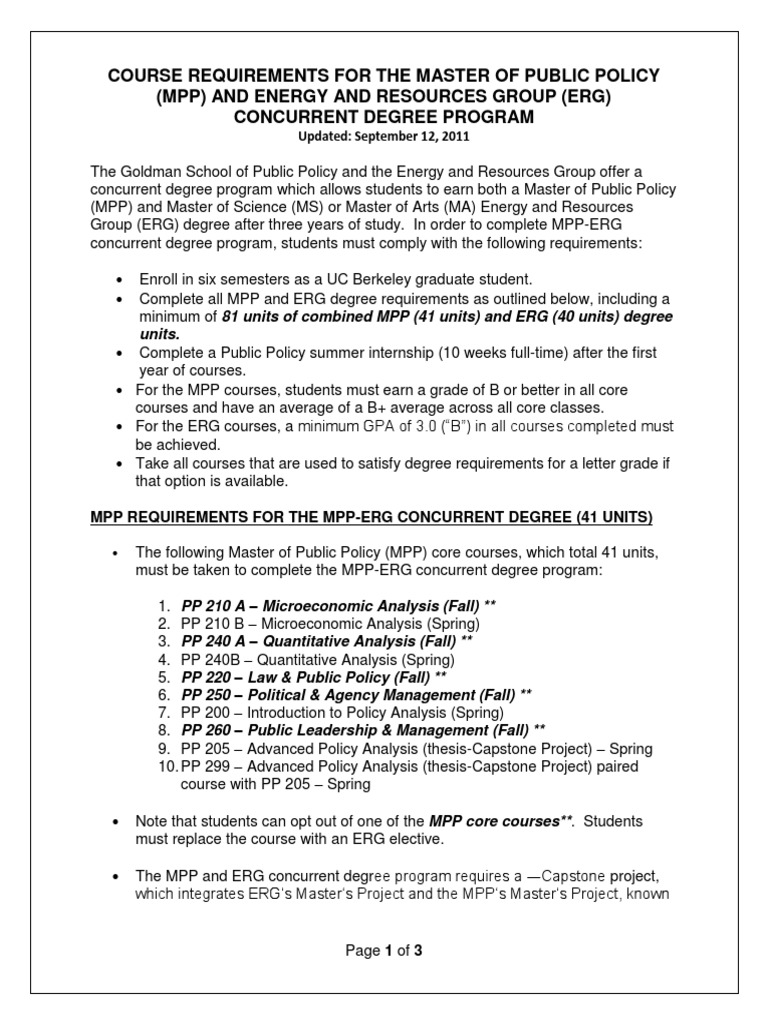 MPP-ERG Concurrent Degree Program Requirement | PDF | Postgraduate ...