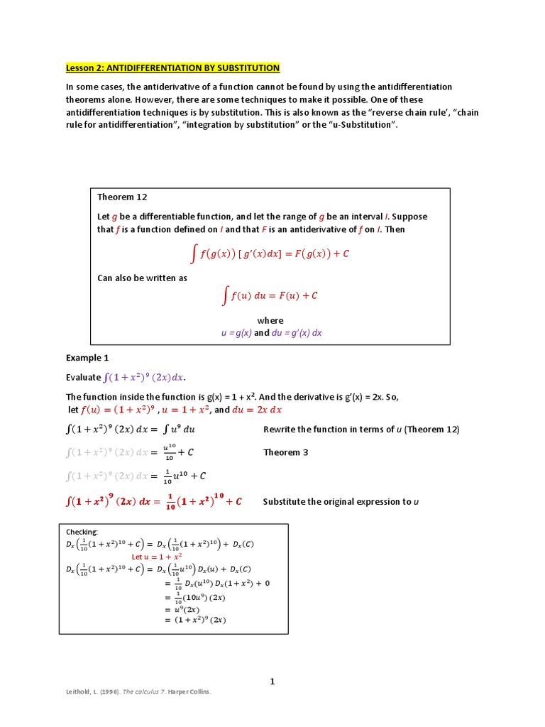 Antidifferentiation Techniques in Calculus | PDF | Mathematical ...