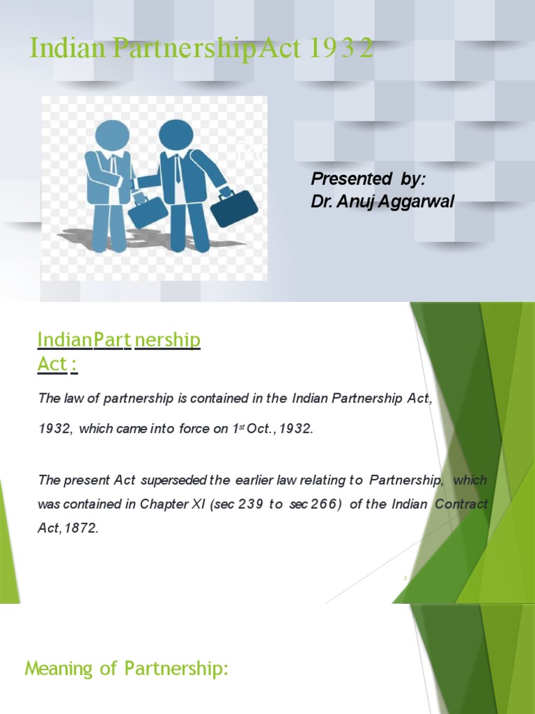 Indian Partnership Act, 1932 | PDF