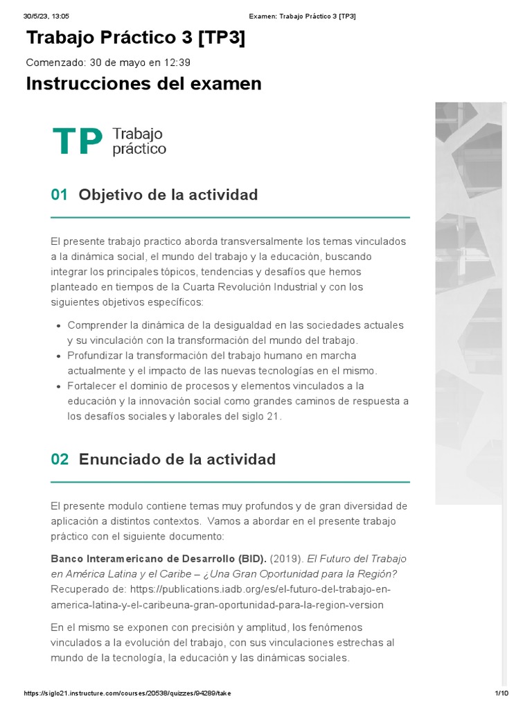 Examen - Trabajo Práctico 3 (TP3) | PDF | Crecimiento personal y profesional