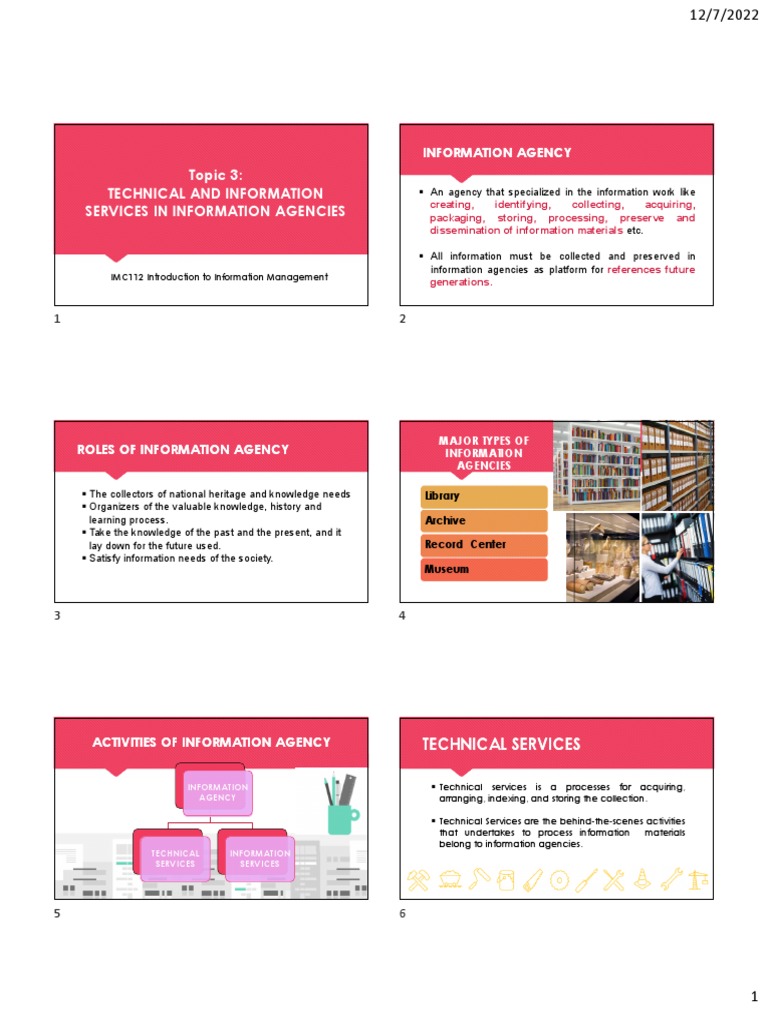 Technical Services in Information Agencies | PDF | Libraries | Archive